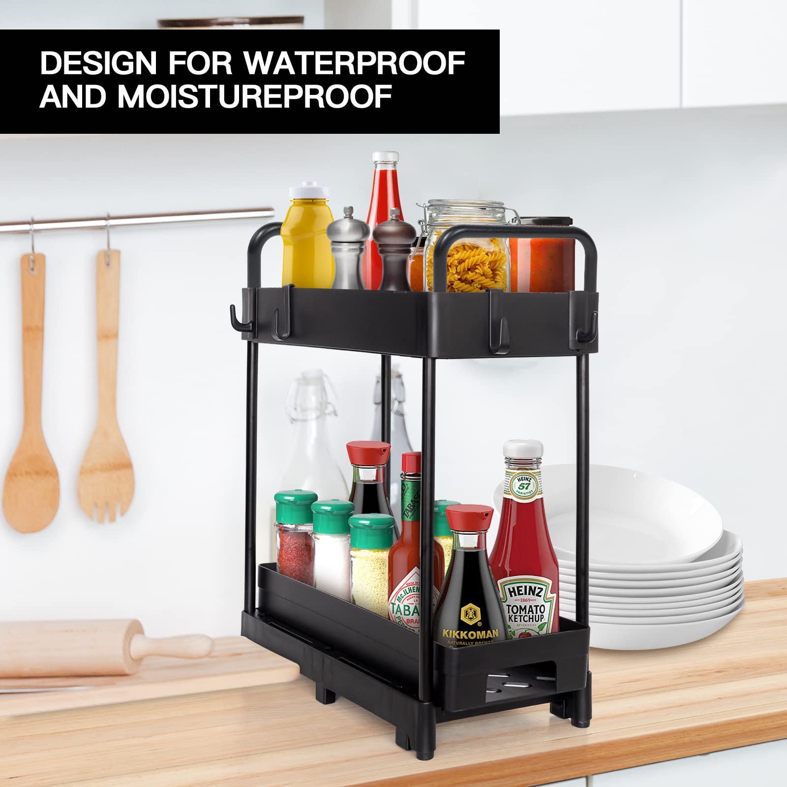 Under Sink Organizers and Storage β 2-Pack Kitchen Sink Organizer with Sliding Drawers β Stainless Steel Under The Sink Storage Shelf for Kitchen, Bathroom, Pantry