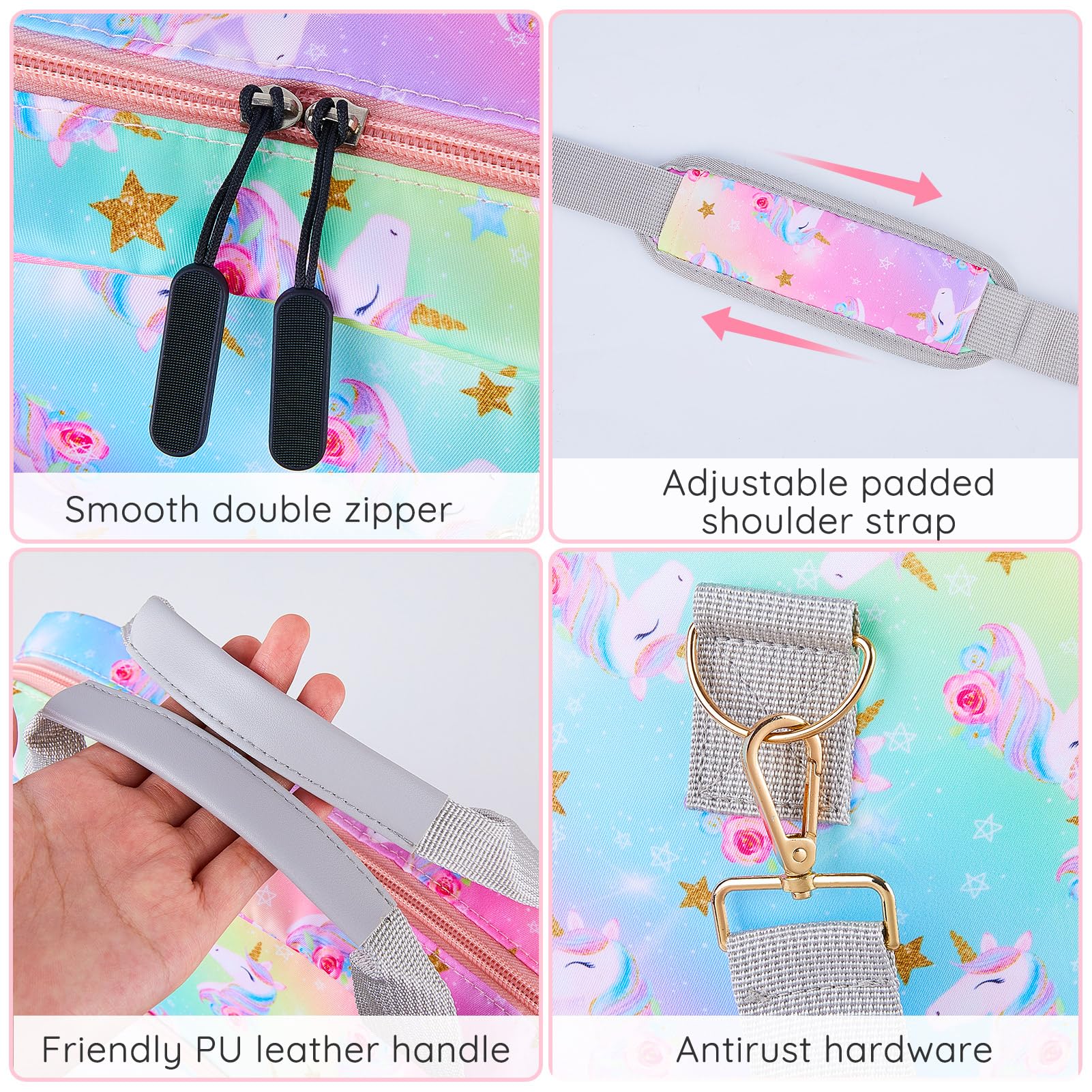 Zipper Binder with Shoulder Strap, 2 Inch 3 Ring Binder with Zipper, Binder Organizer for Middle School Case it Binder with Multiple Pockets, Handle and Shoulder Strap Included, 500 Sheet Capacity