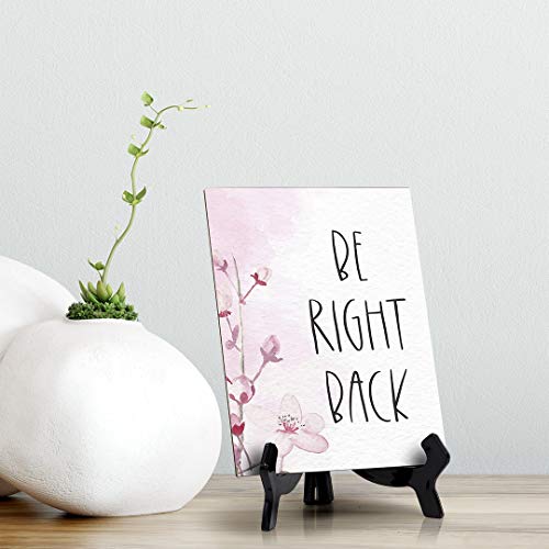 Be Right Back Table Sign with Easel, Floral Vine Design (6 x 8)