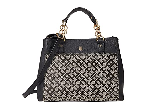 Tommy Hilfiger Estella II-Convertible Triple Compartment Satchel-Geometric Jacquard Black/Alpaca One Size