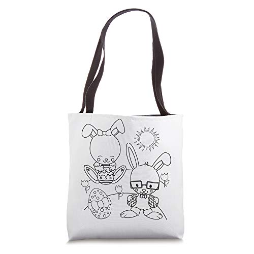 Easter bunny color your own craft for kids coloring gift Tote Bag