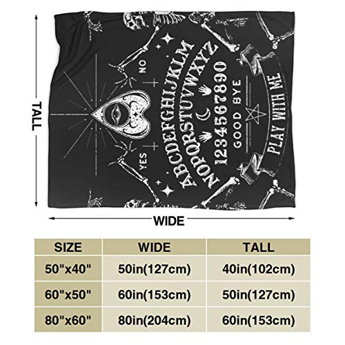 Cozy Soft Easter Blanket Flannel Fleece Spring Throw Blanket for Kid with 3D Print for Couch Bed Sofa Great Travel Campping Blanket Vintage Skeleton Magic Ouija Board Black (50" x40)