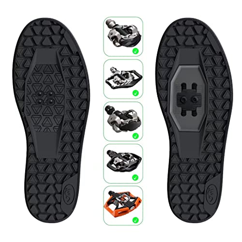 SANDUGO MTB Mountain Bike Cycling Shoes for Men,2 Bolts Suitable All SPD Pedals(XC/AM), Compatible with Peloton Lightweight and Comfortable,Black US 9.5