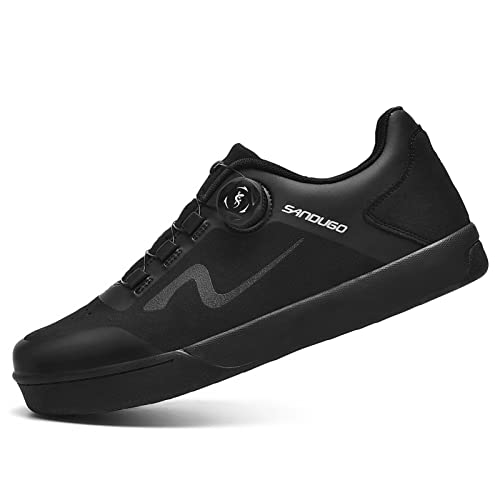 SANDUGO MTB Mountain Bike Cycling Shoes for Men,2 Bolts Suitable All SPD Pedals(XC/AM), Compatible with Peloton Lightweight and Comfortable,Black US 9.5