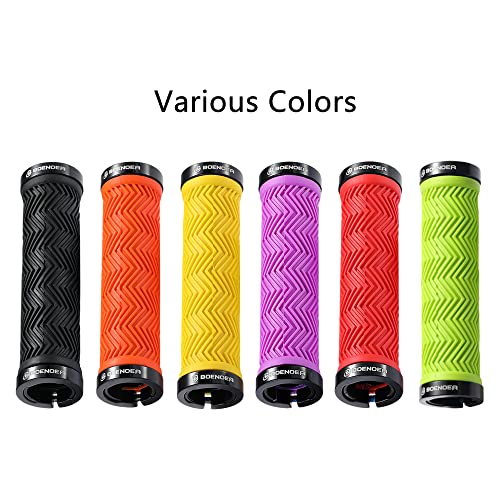 Boenoea Mountain Bike Handlebar Grips Lock on,Anti-Slip Shock Absorbing Bicycle Grips 130mm for Mountain Bike Downhill MTB