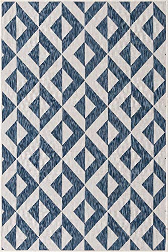 Unique Loom Jill Zarin Outdoor Collection Geometric Area Rug (4' 0 x 6' 0 Rectangular, Blue)