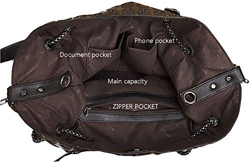 BelonYou Women's 2Pcs kull Purses and Handbag Punk Gothic Hobo Tote Shoulder Bag PU Leathe Black Crossbody Bag Satchels