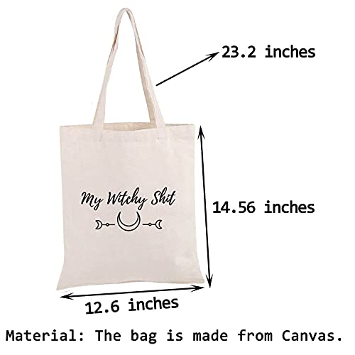 PWHAOO Funny Manifest Bag Witchy Gift My Witchy Shit Tote Bag Witchcraft Lover Gift (Witchy Shit TB)