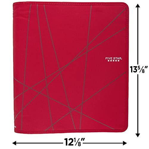 Five Star 1-1/2 Inch Zipper Binder, Ring Binder, Red (72356)