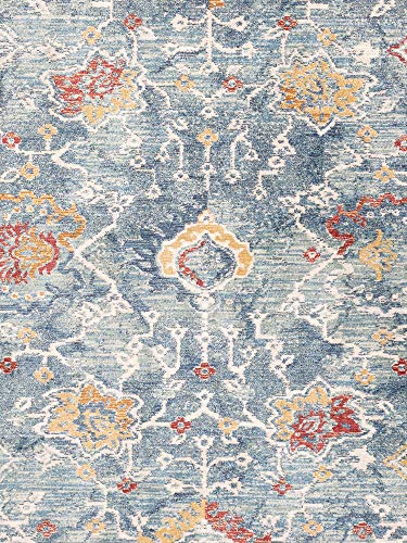 Pasargad Home Heritage Collection Polypropyle & Polyester L. Blue / Beige Patterned Living Room Bedroom Dining Home Office Area Rug 2' 6" X 10' 0"