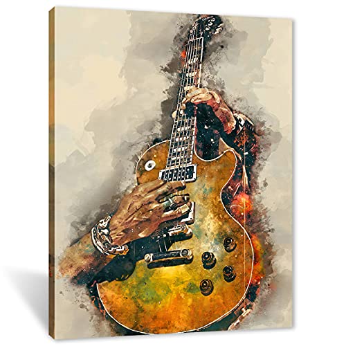 CCN IXMAH Vintage Style Guitar Art Wall Decor Poster On Concert House Bar Guitar Art Minimalist Art Wall Decorkitchen, Yellow, 16X24inch-Unframed