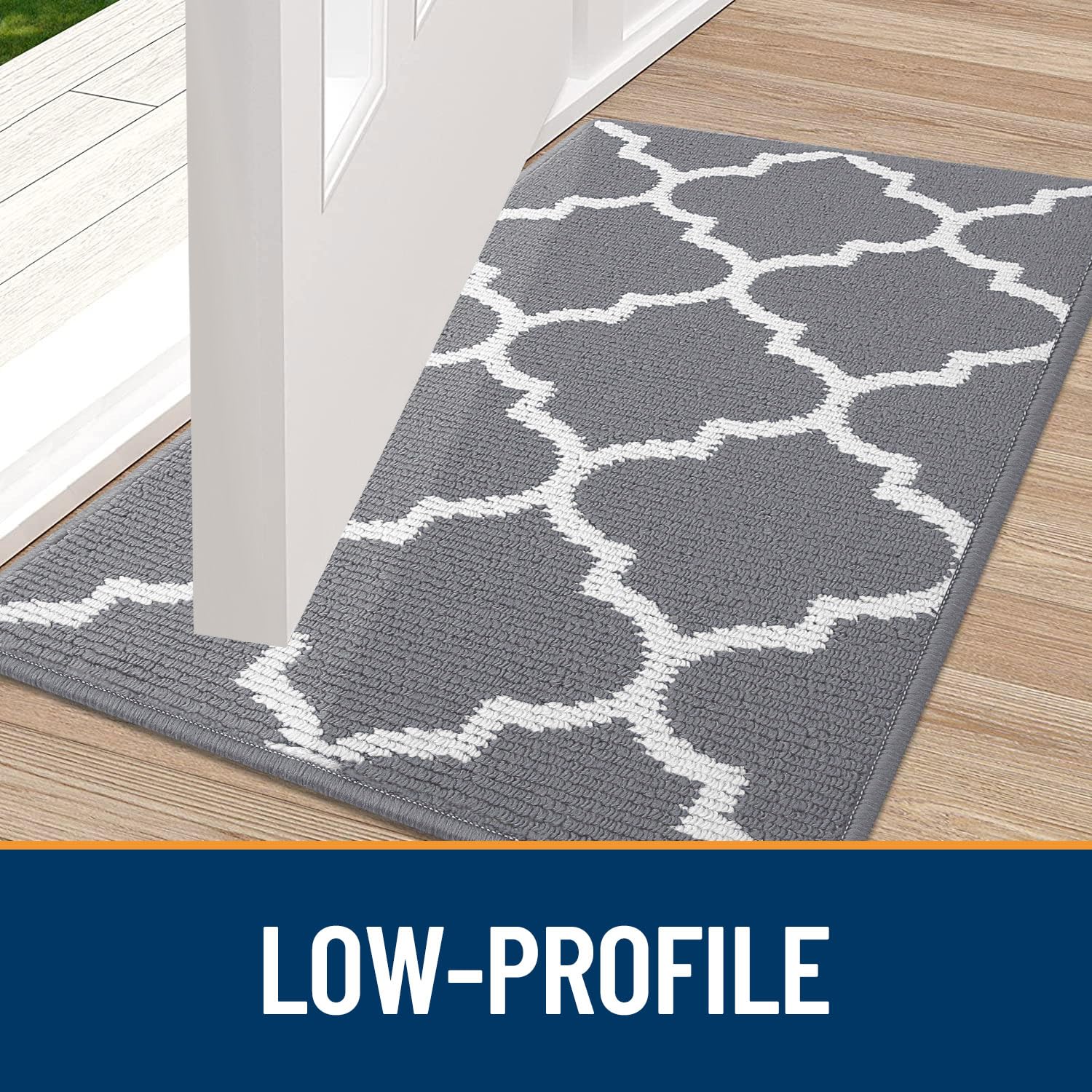 OLANLY Indoor Door Mat, 20x32, Non-Slip Absorbent Resist Dirt Entrance Mat, Washable Low-Profile Inside Floor Mat Doormats for Entryway, Grey