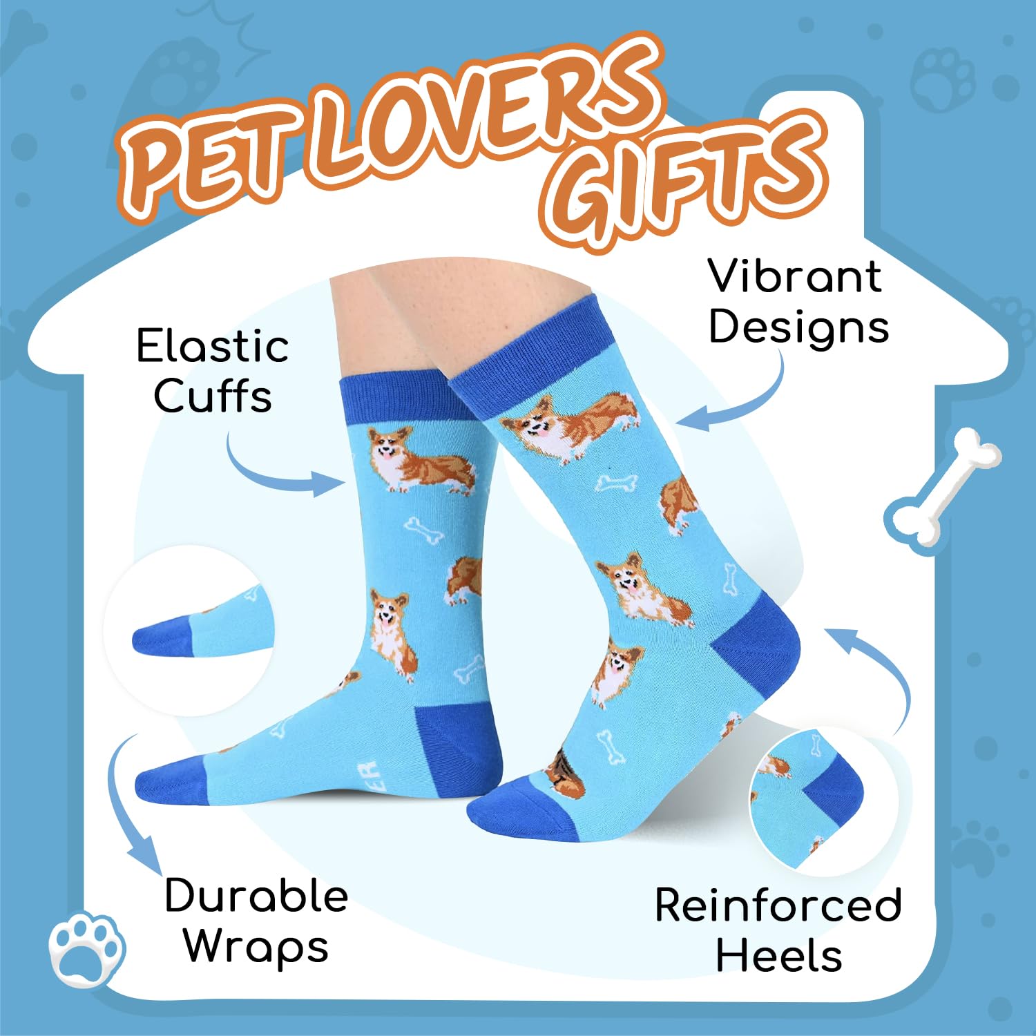 sockfun Funny Corgi Gifts for Corgi Lovers, Novelty Corgi Socks Women Men Stocking Stuffers for Mom Dad