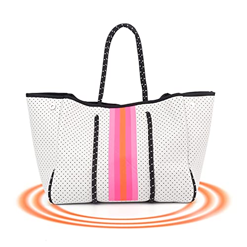 Tote bag for women,Neoprene bag,handbags for women to fit Cameras,Books,Clothing,Diaper Bag for Summer Beach Trips,Travel Pool Gym Studio Office School,Gift for Women Crafts by IBEE(White)