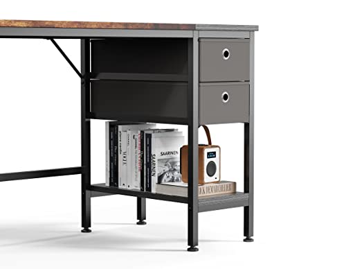 HOMIDEC Office Desk, Computer Desk with Drawers 47" Study Writing Desks for Home with Storage Shelves, Desks & Workstations for Home Office Bedroom