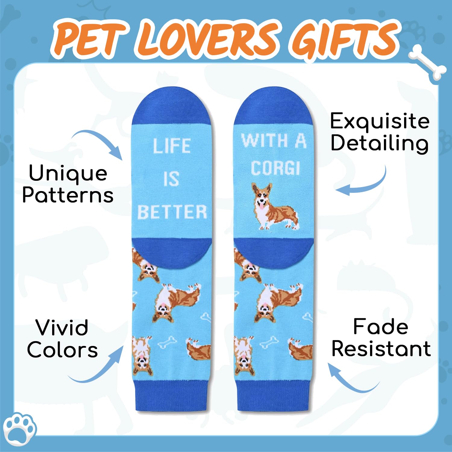 sockfun Funny Corgi Gifts for Corgi Lovers, Novelty Corgi Socks Women Men Stocking Stuffers for Mom Dad