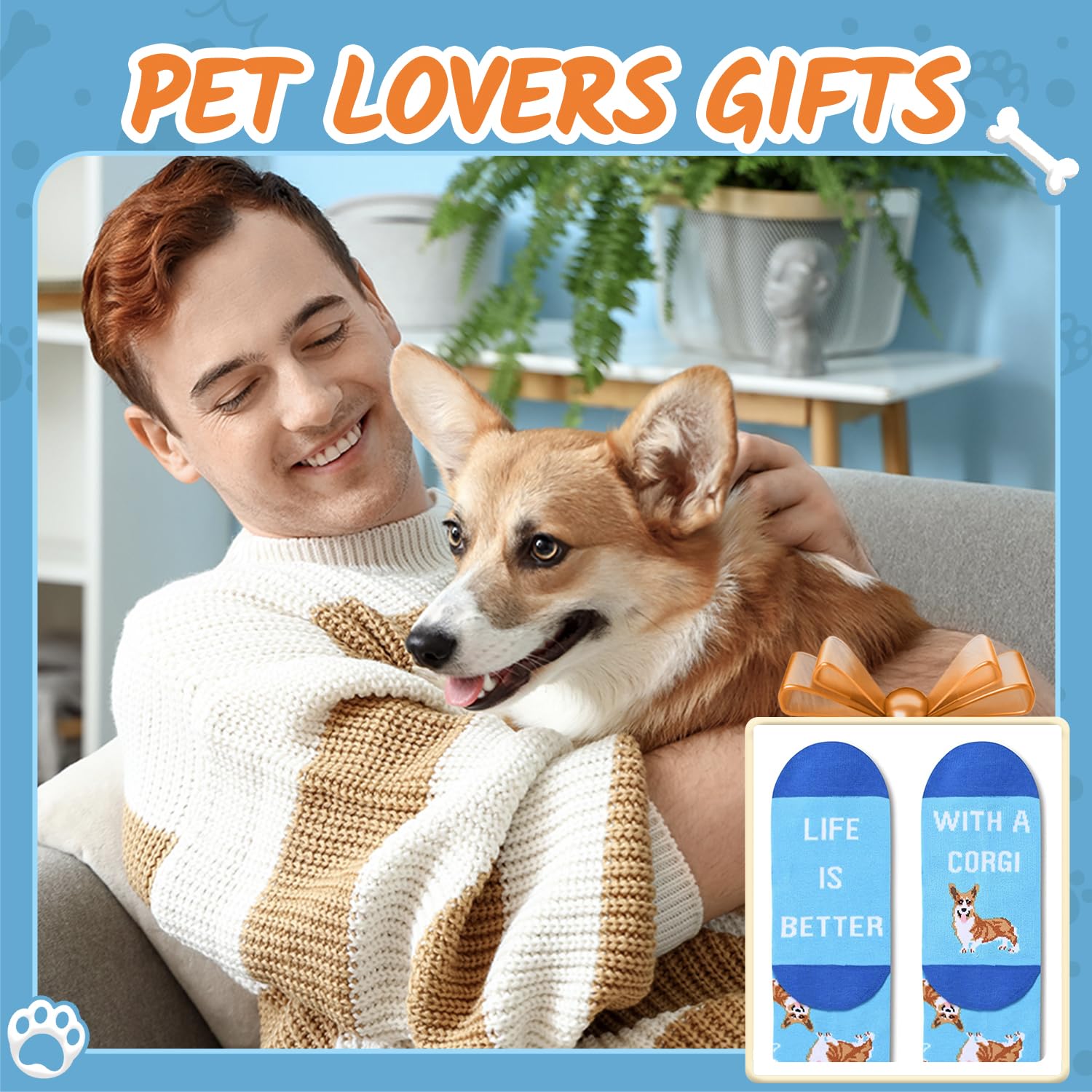 sockfun Funny Corgi Gifts for Corgi Lovers, Novelty Corgi Socks Women Men Stocking Stuffers for Mom Dad