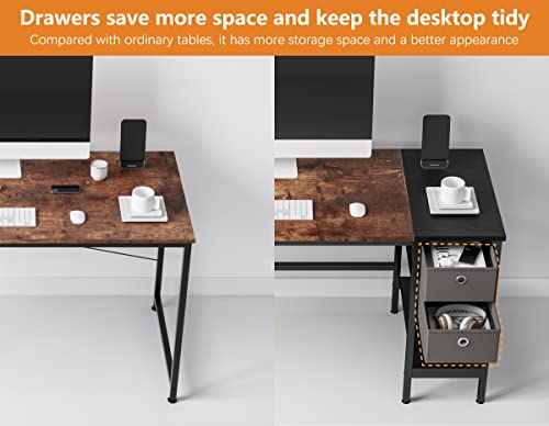 HOMIDEC Office Desk, Computer Desk with Drawers 47" Study Writing Desks for Home with Storage Shelves, Desks & Workstations for Home Office Bedroom