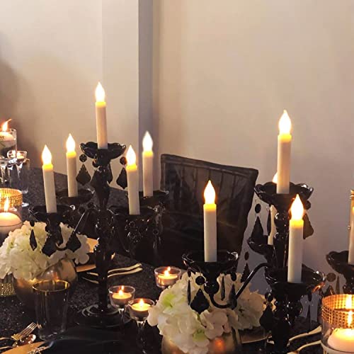 Amagic 24Pcs LED Taper Candles with Cream White Flickering Light, HP Candles Floating, Battery Operated Taper Candles, Handheld Electric candlesticks for Fireplace Church Party Christmas