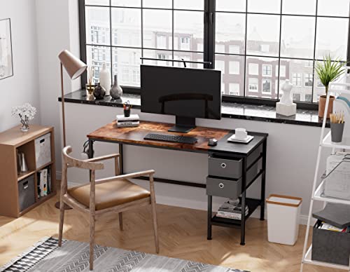 HOMIDEC Office Desk, Computer Desk with Drawers 47" Study Writing Desks for Home with Storage Shelves, Desks & Workstations for Home Office Bedroom