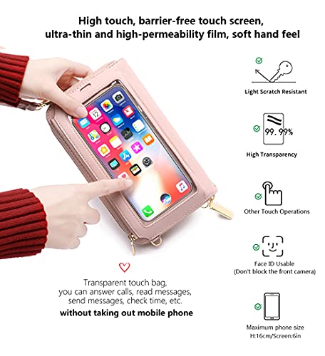 Touch Screen phone bag Purse crossbody bags wallets for women RFID Blocking Clutch bag Wrist bag handbag with Shoulder Strap Wristband