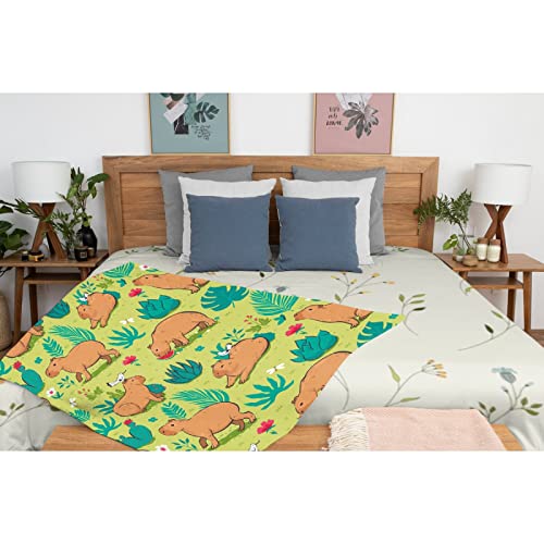 ARTBLANKET Cute Capybara Throw Blanket Fannel Fleece Super Soft Funny Blanket Travel Throw Blanket for Bed Couch Sofa 80 x 60 Inch for Adult