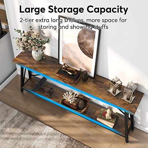 Tribesigns 70.9 Inches Extra Long Sofa Table Behind Couch, Industrial Entry Console Table for Hallway, Entryway & Living Room, Dark Brown