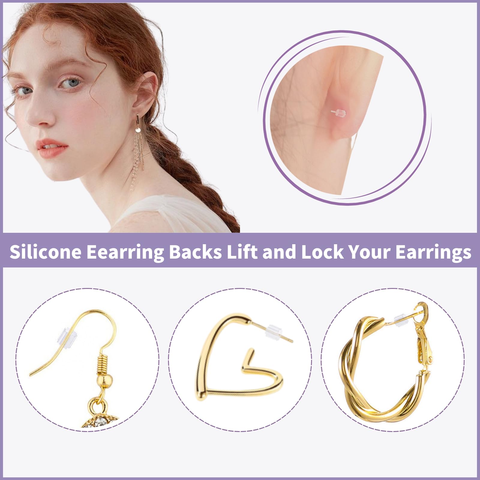 Silicone Earring Backs, 200PCS Soft Earring Stoppers, Clear Earring Backing Replacement for Stud Post Fishhook Earrings, Hypoallergenic