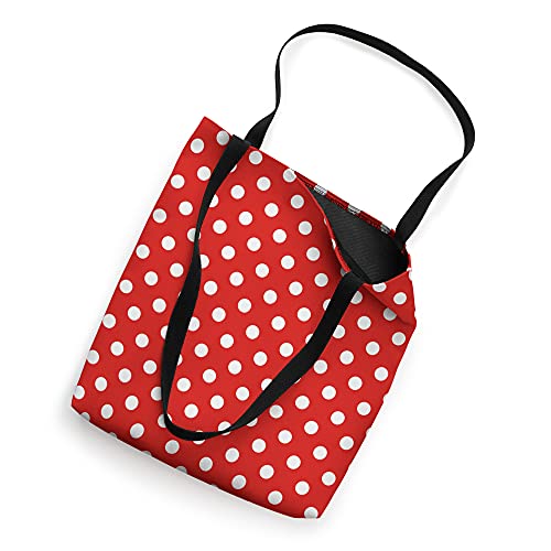 Small Polka Dot Pattern in White on Red AEV479 Tote Bag