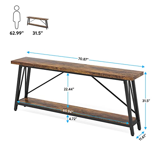 Tribesigns 70.9 Inches Extra Long Sofa Table Behind Couch, Industrial Entry Console Table for Hallway, Entryway & Living Room, Dark Brown