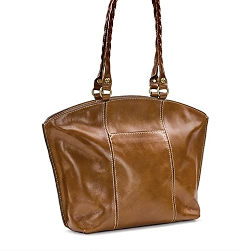 Patricia Nash Leather Michel Dome Zip Top Tote Bag Purse Shopper in Tan