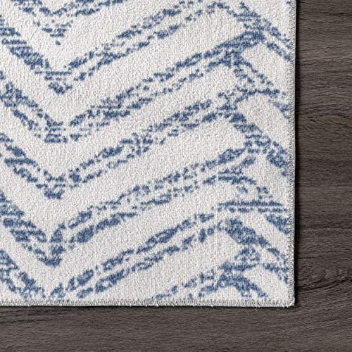 nuLOOM Rosanne Machine Washable Geometric Runner Rug, 2' 6" x 8', Blue