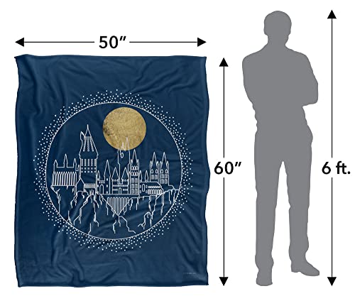 Harry Potter Blanket, 50"x60", Hogwarts Full Moon Line Art Silky Touch Sherpa Back Super Soft Throw Blanket