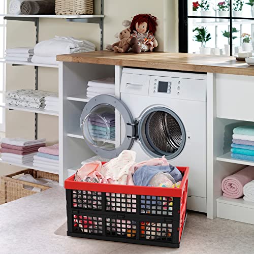 Gloreen 35 Quart Folding Crate Basket, Collapsible Storage Milk Crates, 3 Packs