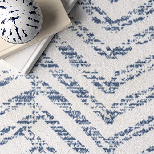 nuLOOM Rosanne Machine Washable Geometric Runner Rug, 2' 6" x 8', Blue