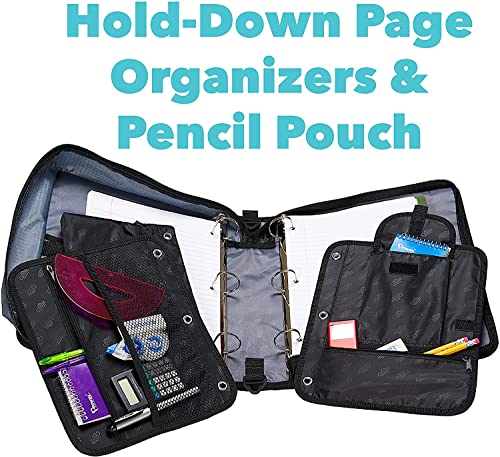 Case-it The Dual 2-in-1 Zipper Binder - Two 1.5 Inch D-Rings - Includes Pencil Pouch - Multiple Pockets - 600 Sheet Capacity - Comes with Shoulder Strap - Mint Blue Dual-101