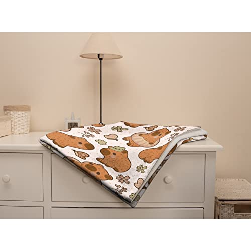 ARTBLANKET Capybara Floral Throw Blanket Fannel Fleece Super Soft Funny Blanket Travel Throw Blanket for Bed Couch Sofa 40 x 30 Inch for Baby