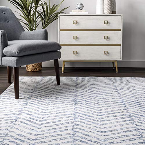 nuLOOM Rosanne Machine Washable Geometric Runner Rug, 2' 6" x 8', Blue
