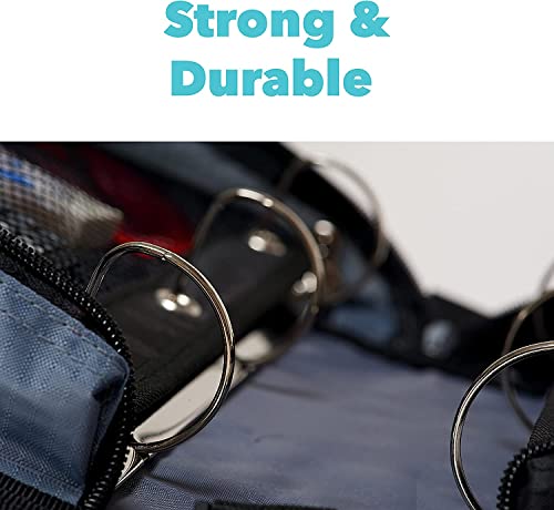 Case-it The Dual 2-in-1 Zipper Binder - Two 1.5 Inch D-Rings - Includes Pencil Pouch - Multiple Pockets - 600 Sheet Capacity - Comes with Shoulder Strap - Mint Blue Dual-101