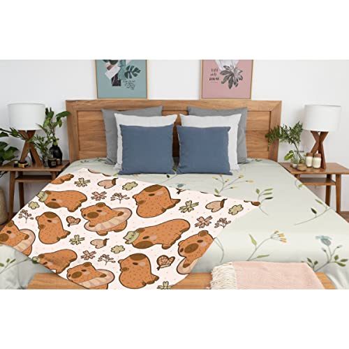ARTBLANKET Capybara Floral Throw Blanket Fannel Fleece Super Soft Funny Blanket Travel Throw Blanket for Bed Couch Sofa 40 x 30 Inch for Baby