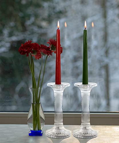 Hyoola Christmas Candles - Green and Red Taper Candles 10 Inch Dripless, 12 Pack Unscented Holiday Candles - European Made