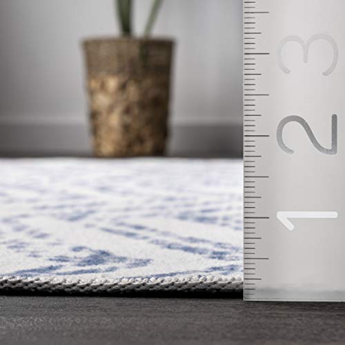 nuLOOM Rosanne Machine Washable Geometric Runner Rug, 2' 6" x 8', Blue