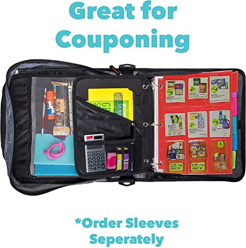 Case-it The Dual 2-in-1 Zipper Binder - Two 1.5 Inch D-Rings - Includes Pencil Pouch - Multiple Pockets - 600 Sheet Capacity - Comes with Shoulder Strap - Mint Blue Dual-101