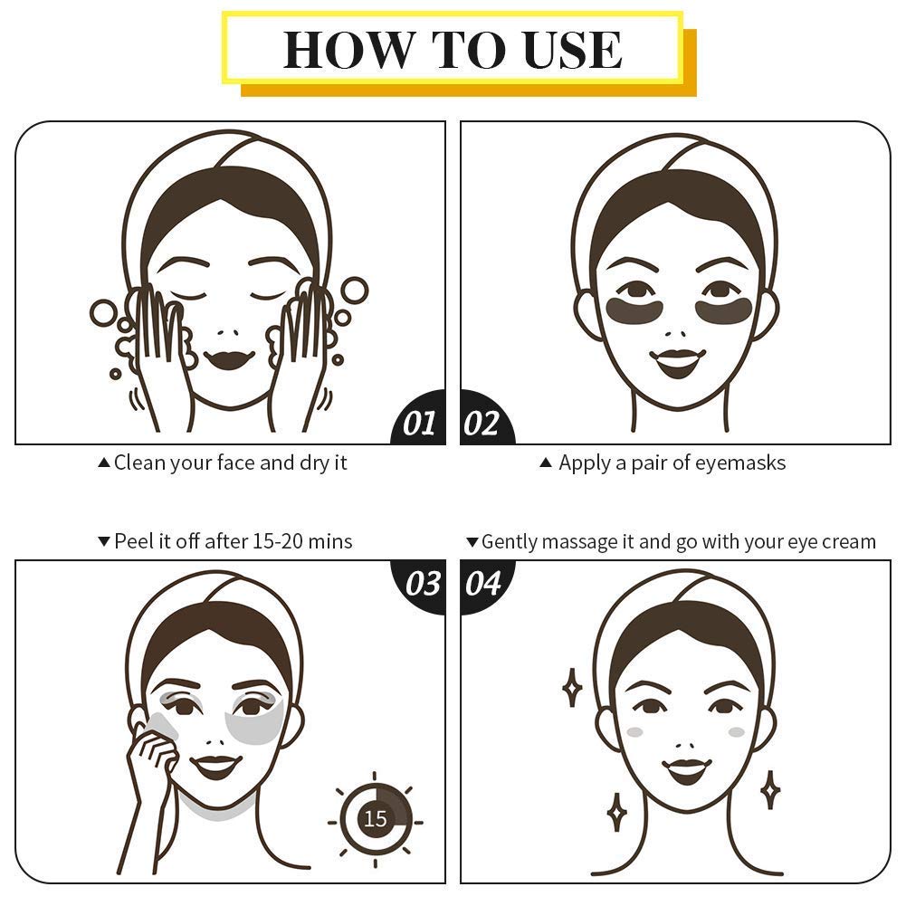 Black Snail Eye Gel Patches Moisturize & Reduce Wrinkle, Elastic Skin with Gold and Collagen, 30 Pairs