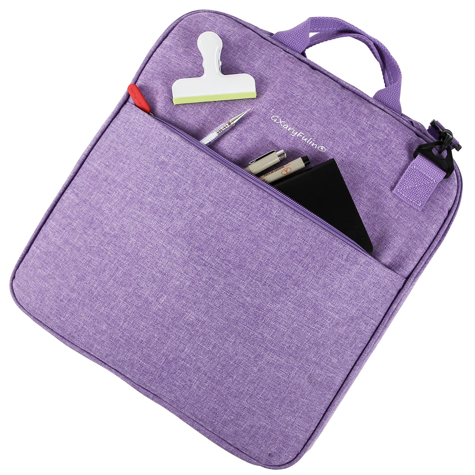 GXaryFulin Zipper Binder with Shoulder Strap & Handle, 3 O-Ring Binder for Office & School Supplies (2 inch, Blue)