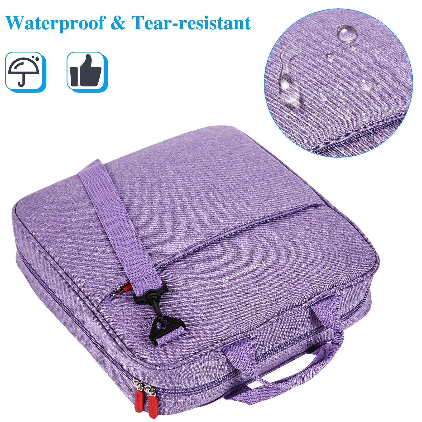 GXaryFulin Zipper Binder with Shoulder Strap & Handle, 3 O-Ring Binder for Office & School Supplies (2 inch, Blue)