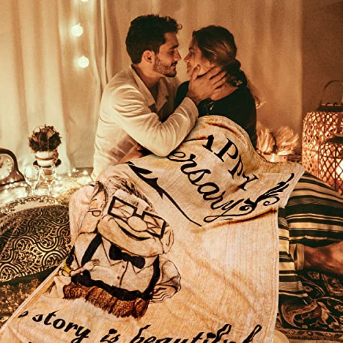 BLAMEZI Wedding Anniversary for Her Him Gifts, Personalized Throw Blanket Gift, Anniversary Christmas Valentines for Wife Husband Mom Dad Gifts
