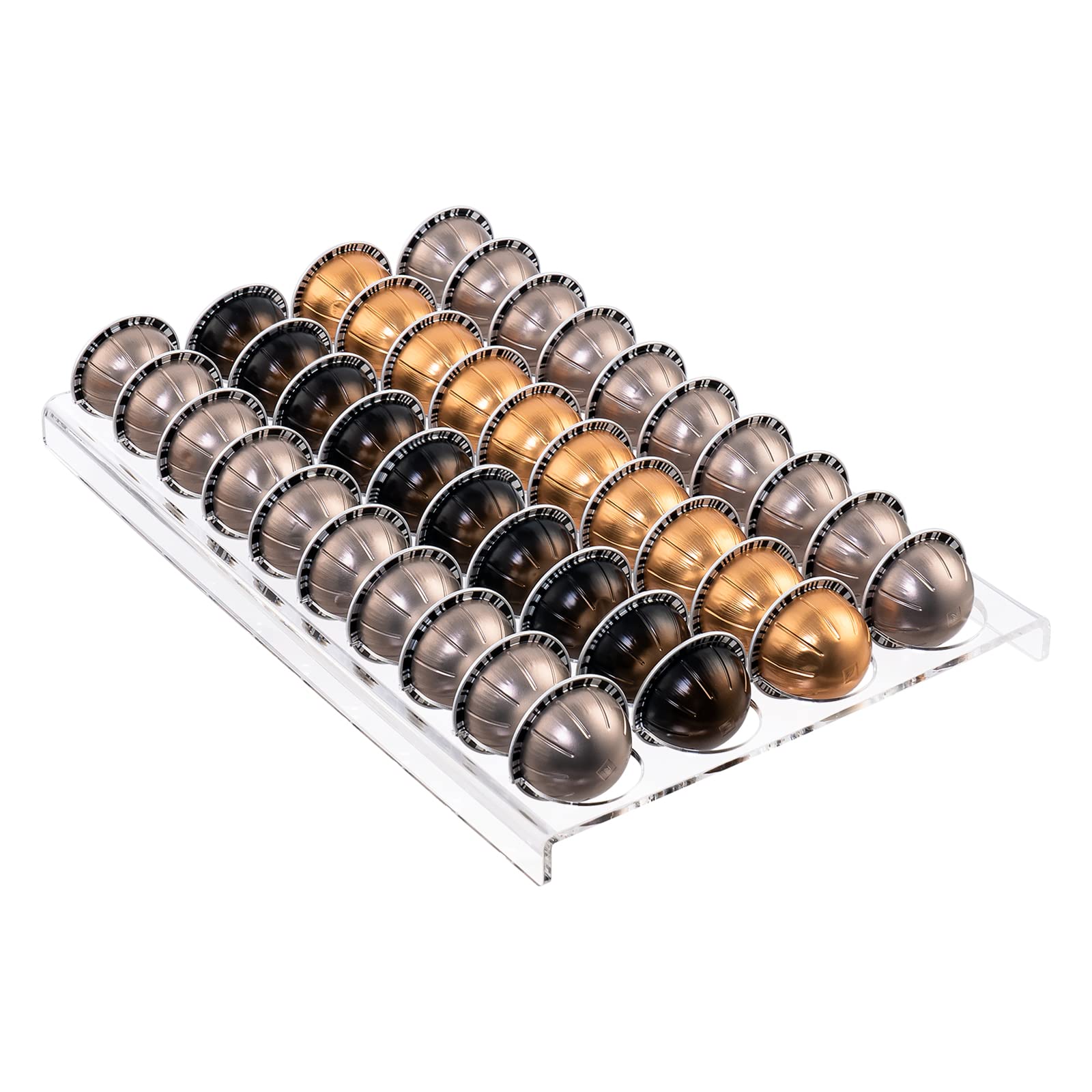 Sumerflos Coffee Pod Holder Storage Tray 15.75" L x 10.23" H for Vertuoline Capsule, Drawer Insert Organizer Holds 40 Pods Drawer of Kitchen, Home, Office - Clear