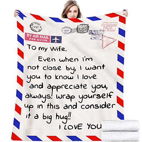 KOXHOX to My Wife Letter Blanket Throw Never Forget That I Love You Blanket to My Wife from Husband for Birthday Wedding Valentine's Day Blanket Gift (5060in,to My Wife-2)