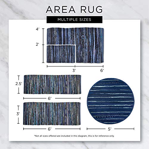 DII Woven Rugs Collection Ribbed Reversible Cotton, 2x3', French Blue & Off-White